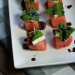 Watermelon Feta Mint Skewers with Balsamic Glaze - Feasting not Fasting